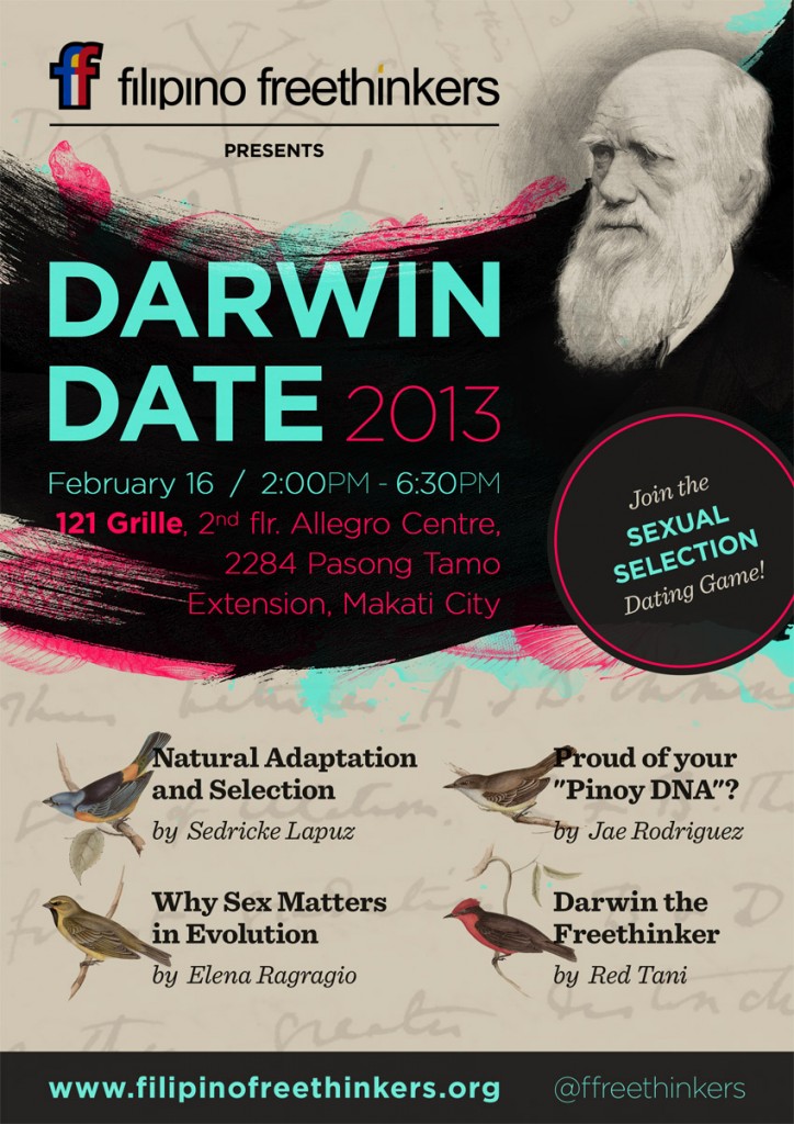 Darwin Date, Feb 16, 2 PM, at 121 Grille - Filipino Freethinkers